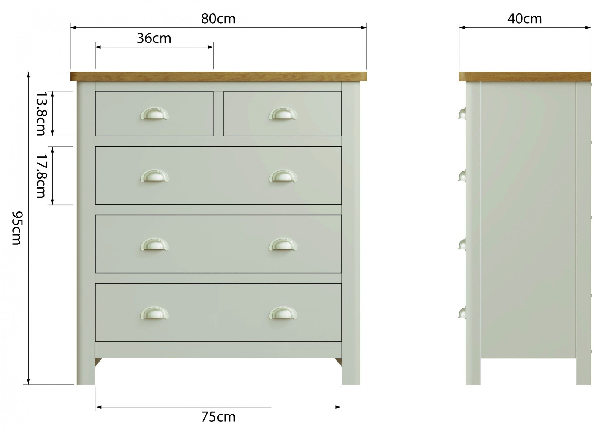 Sigma Sigma Grey 2 over 3 Chest - Old Creamery Furniture