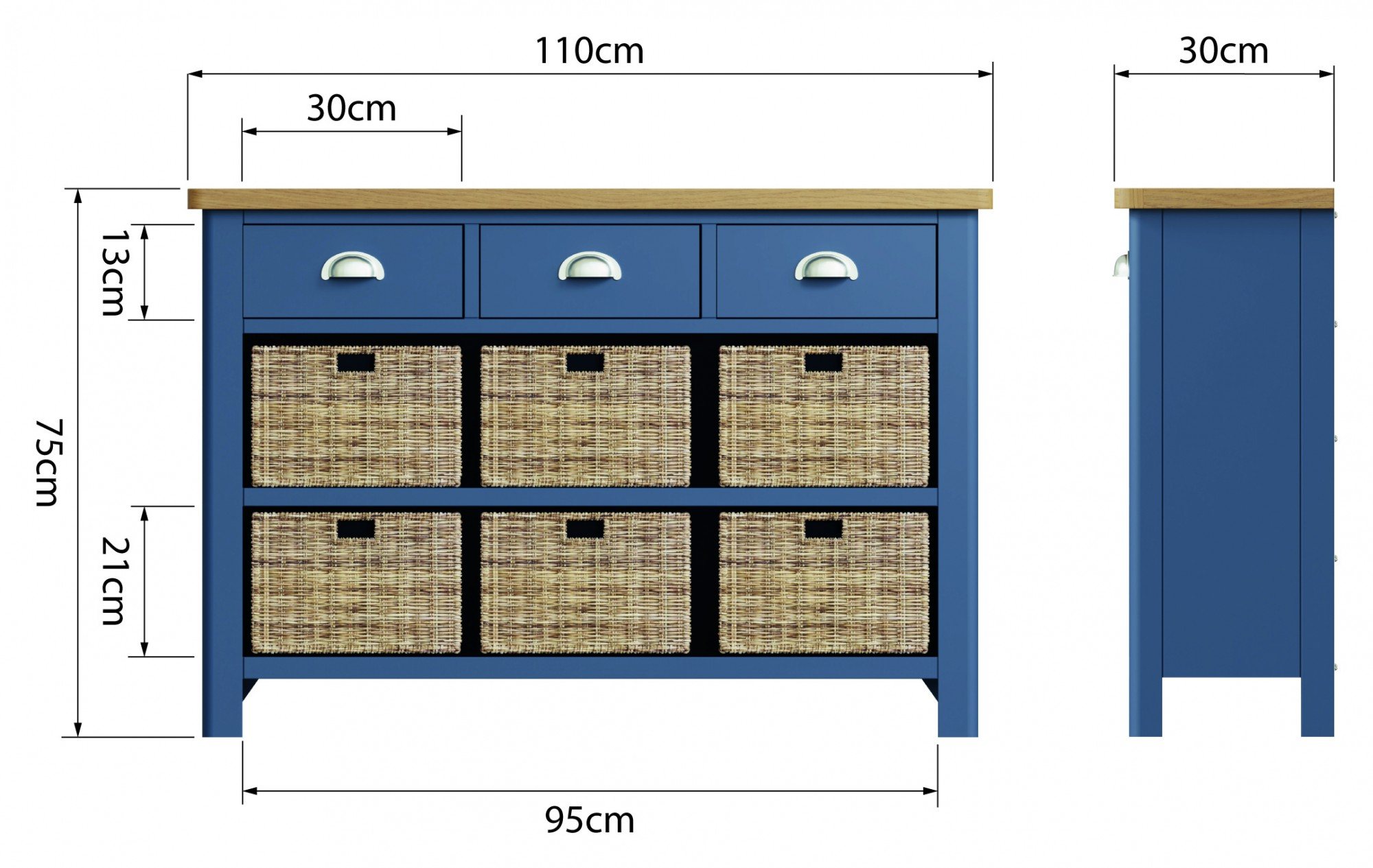 Sigma Sigma Blue 3 Drawer 6 Basket Unit - Old Creamery Furniture