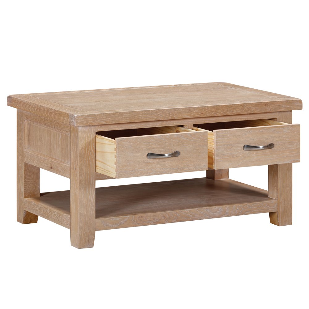 Milford Oak Coffee Table with 2 Drawers - Old Creamery Furniture