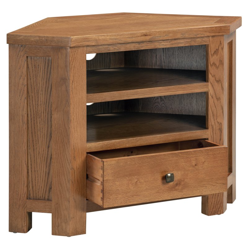 Bristol Bristol Rustic Oak Corner Tv Unit - Old Creamery Furniture